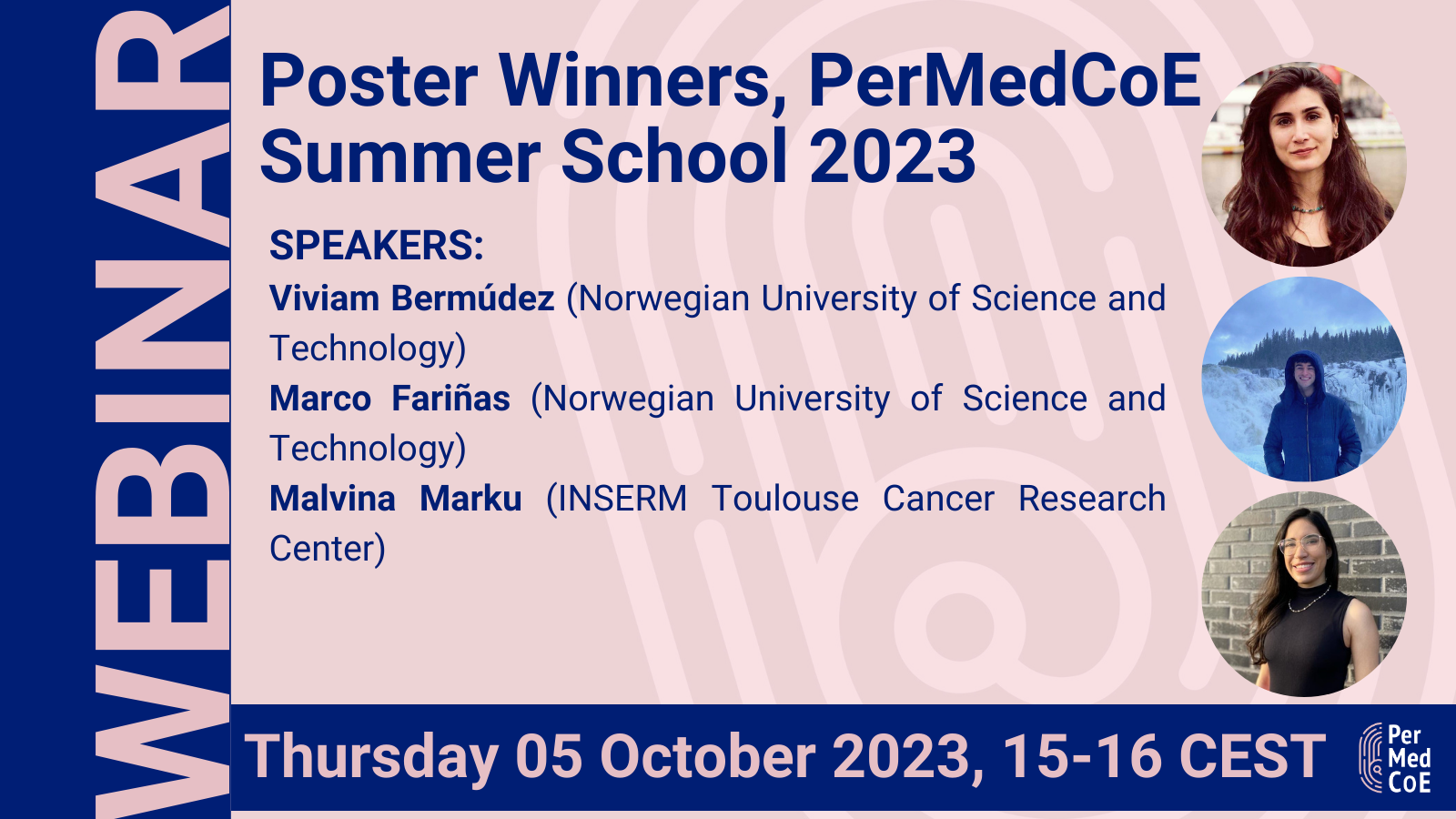 Webinar: Poster winners, PerMedCoE Summer School 2023: 1) Towards Tailored Cancer Therapies, 2 ...